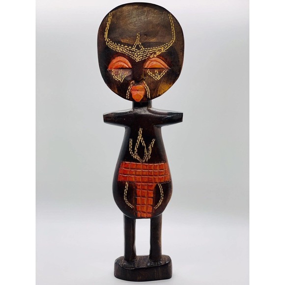 Accents | Vintage Kenya Hand Carved Wooden African Woman Figurine 12 ...
